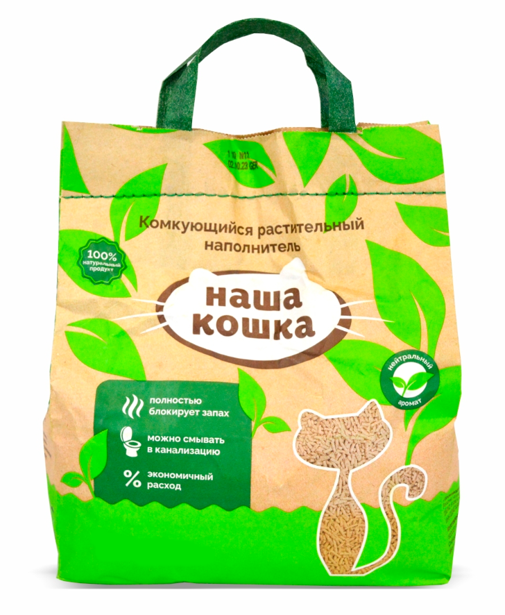 Наполнитель для кошачьего туалета Наша кошка Тофу растительный Нейтральный 10л