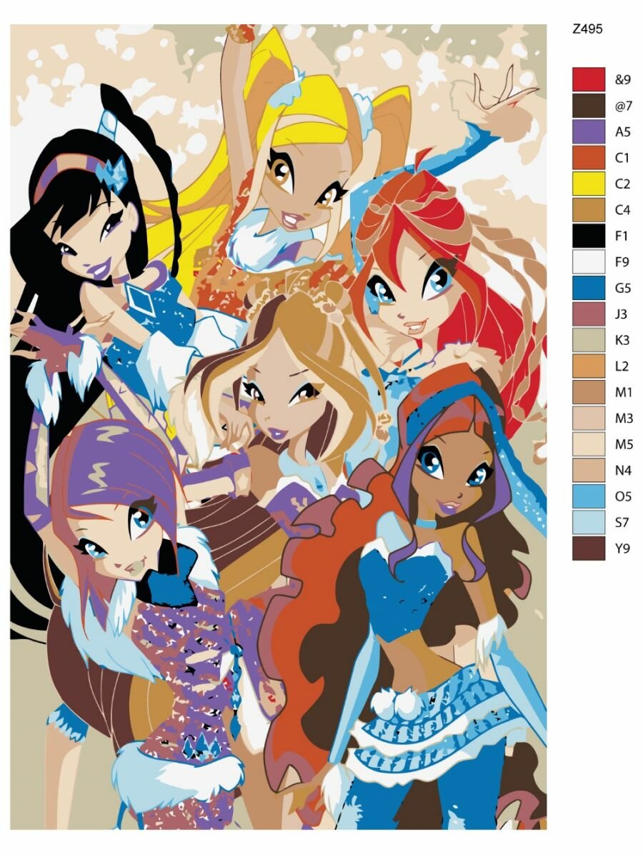 Картина по номерам Z-495 "Клуб Винкс" 50х70