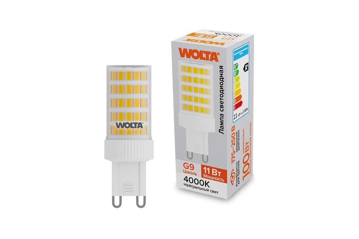 Wolta светодиодная лампа 11W G9 4000K свет, керамический корпус WSTD-JCD-11W4KG9-C