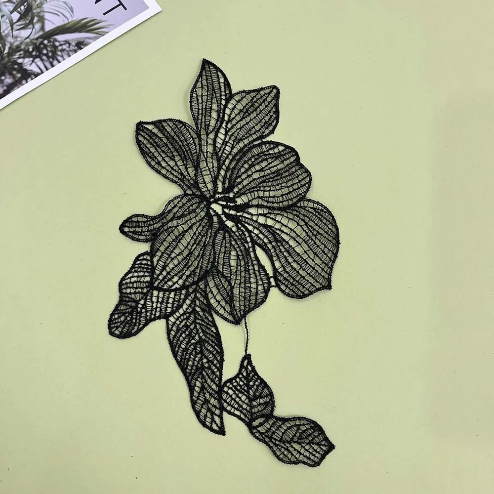 5 шт, белые цветочные заплатки ZYLPYY для декора одежды Black