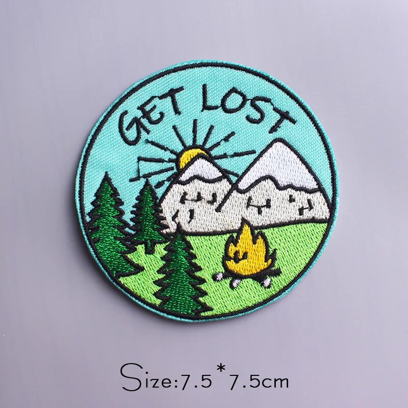 Нашивка "Get Lost" с пейзажем, 7.5*7.5см, PE6227CT