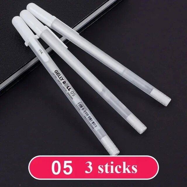 Набор Из 3 Классических Гелевых Ручек Sakura Japan С Гелевыми Чернилами И Яркими Белыми Маркерами-хайлайтерами Для Скетчинга