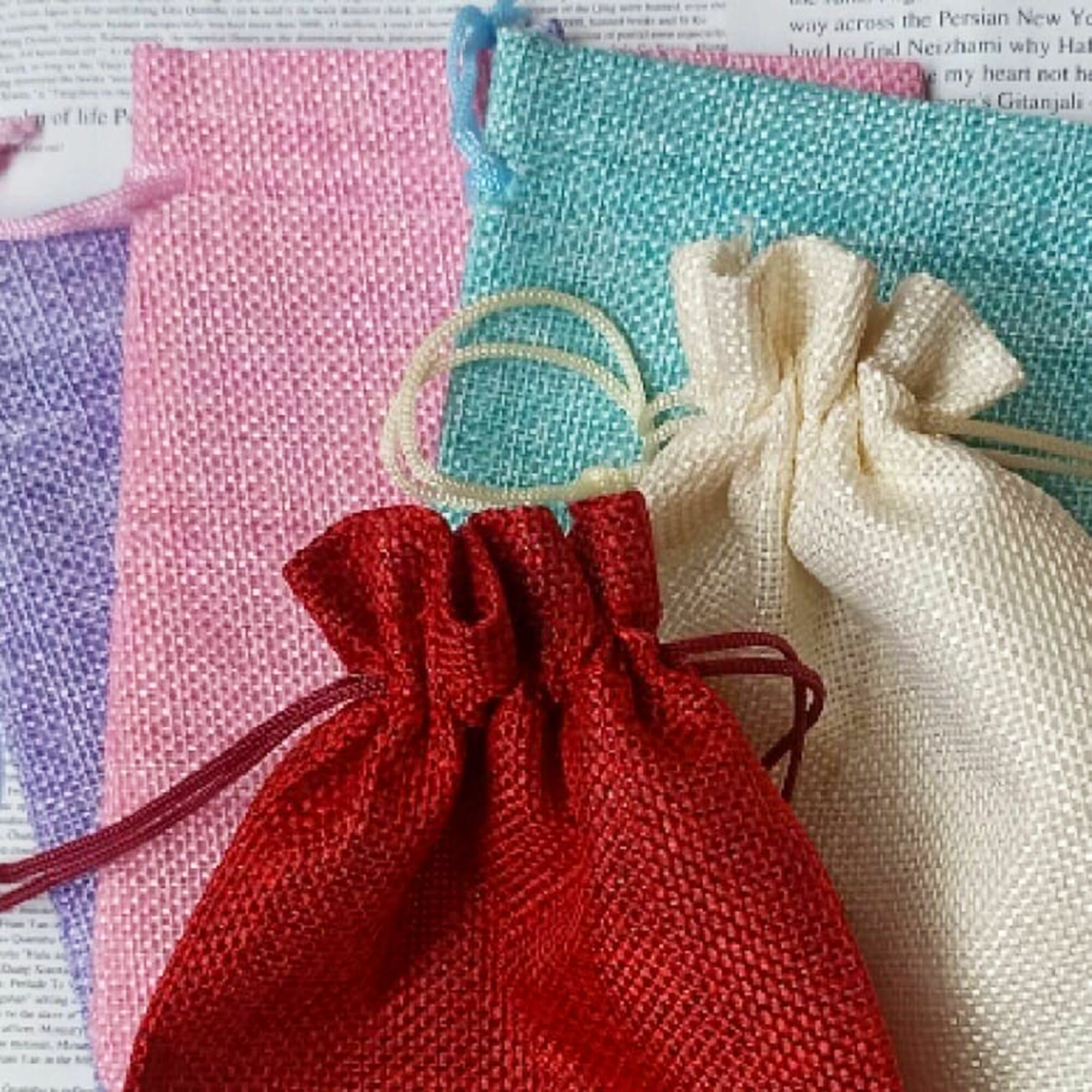 Подарочные мешочки льняные (иск.) 11,5*14,5 см (набор из 5шт)