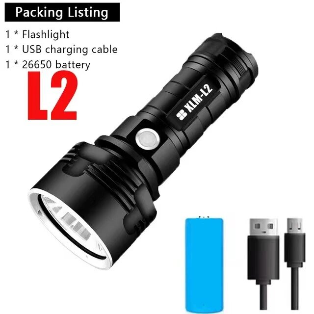 Фонарик PDQ P70 черный A 1PC With 2500 mAh