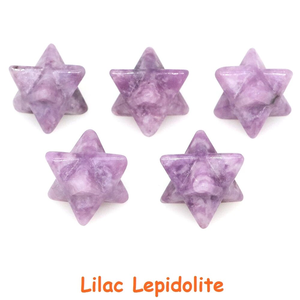 Кристаллы Меркаба Звезды Рейки, набор из 1 штуки Сиреневый, 1 PC, Lilac Lepidolite