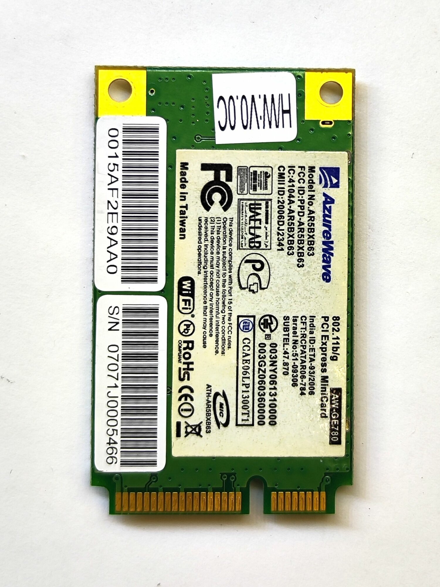 Сетевой модуль Wi-Fi адатер для интернета WiFi сетевая карта mini PCI-E Azureware ar5bx63 aw-ge780 для ноутбука