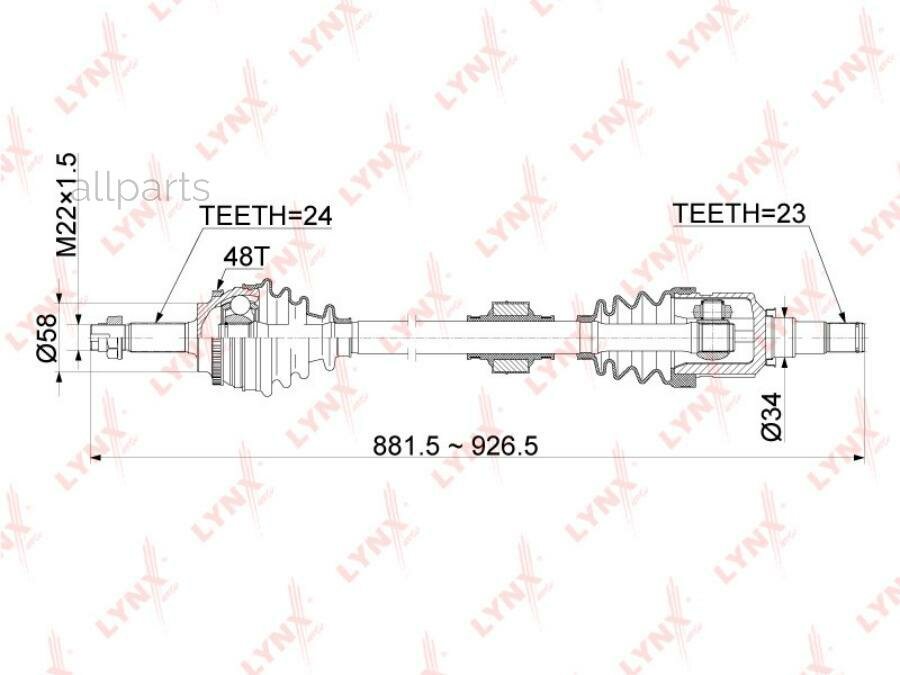 LYNXAUTO CD-1146A Привод в сборе правый