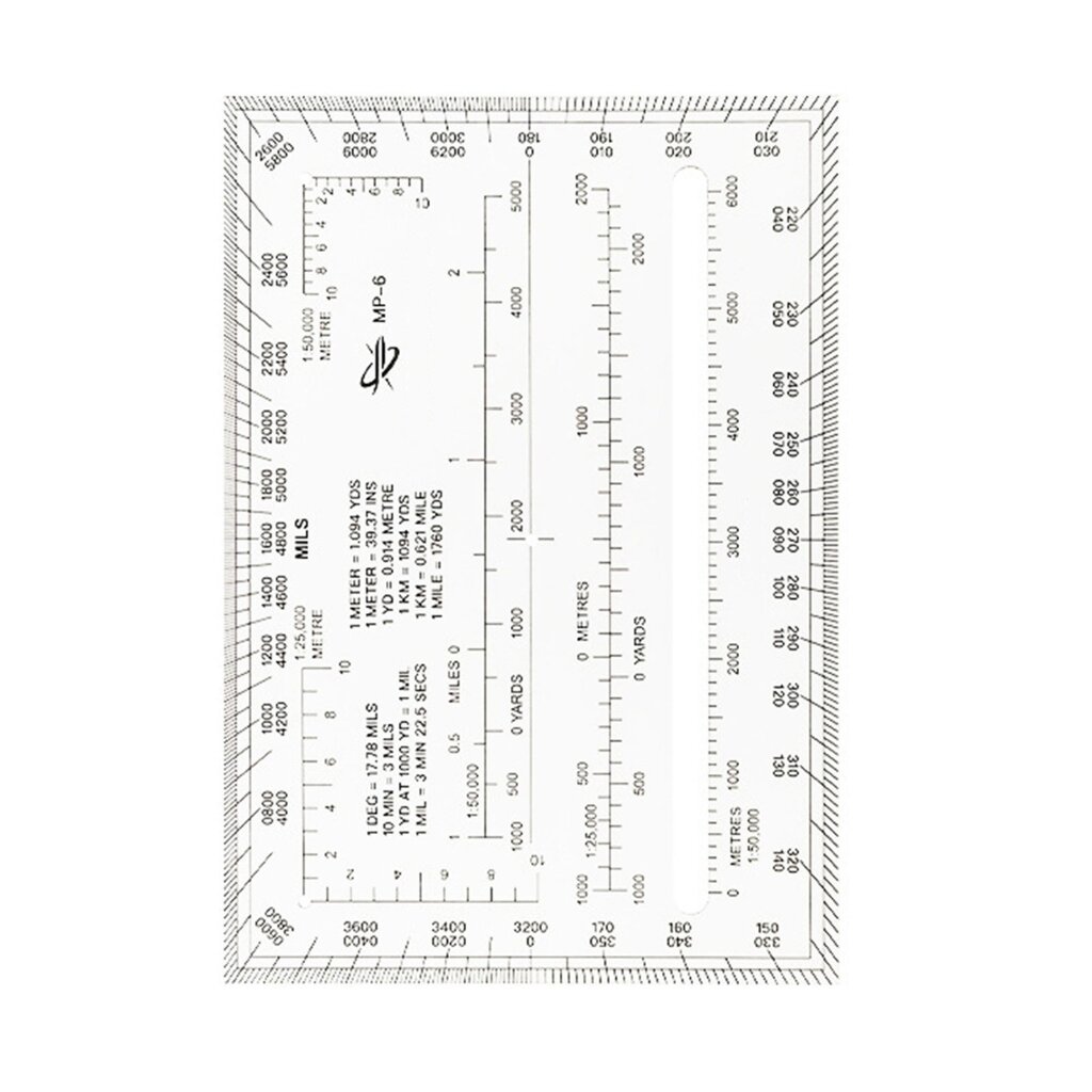 Военный Транспортир в Масштабе Топографической Карты с Четким Инструментом Для Измерения Масштаба