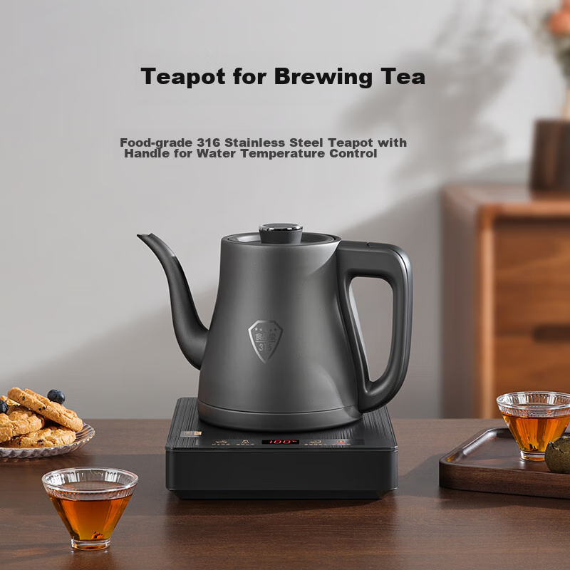 FUNORK Fully Automatic Electric Kettle with Tea Table, Water Boiler, Tea Maker, All-In Tea Table, Tea Tray, Tea Brewing Set, Electric Tea Stove, Titanium Gray Handle, Single Burner