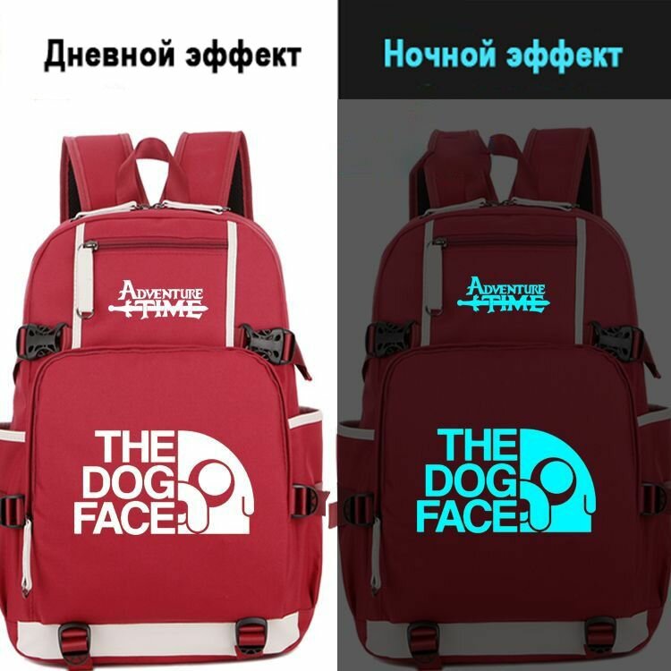 48 x 33 x 15 cm, Рюкзак, Время приключений, Adventure Time with Finn and Jake, светящийся