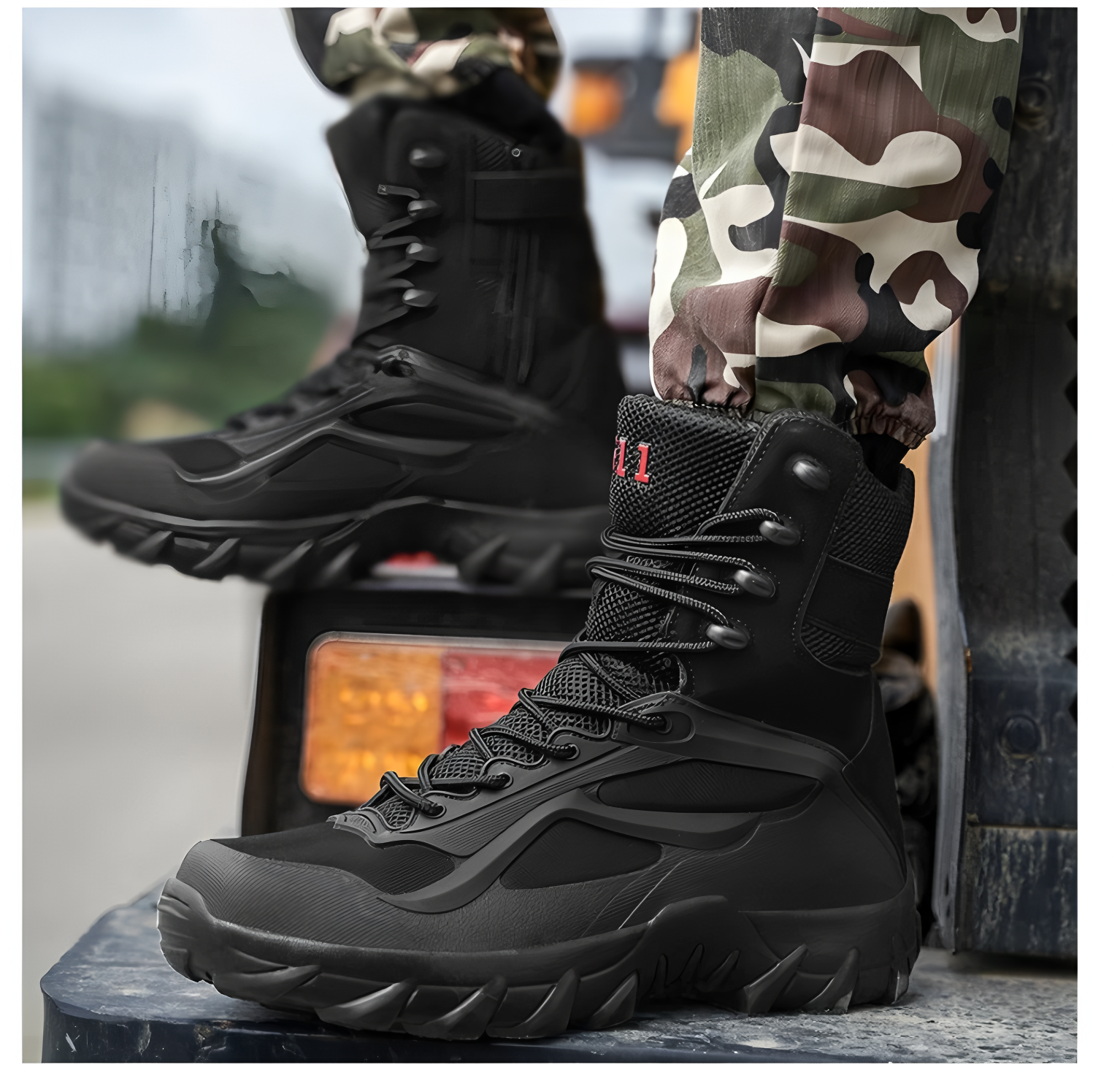 Берцы R252, всесезонные, шнуровка, непромокаемые, чёрная искусственная кожа