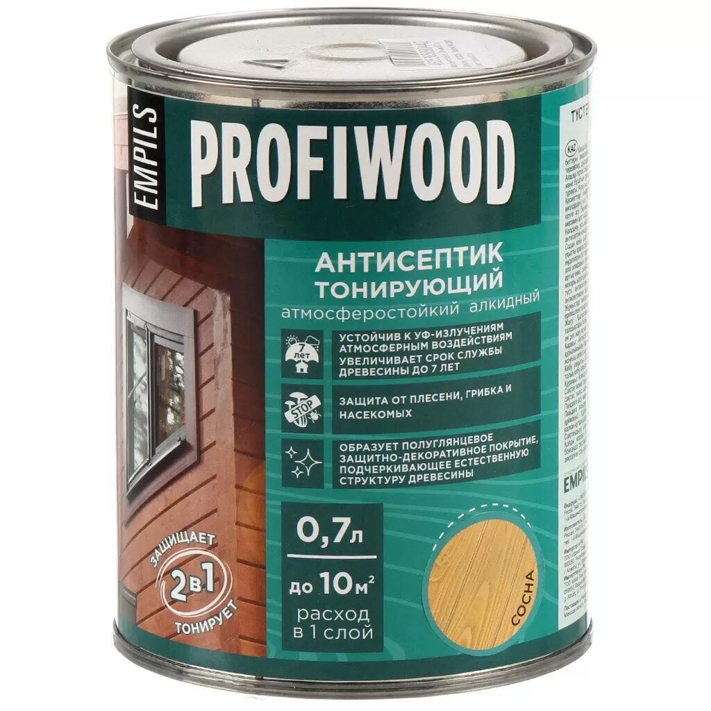Антисептик Profiwood, для дерева, тонирующий, сосна, 0.6 кг