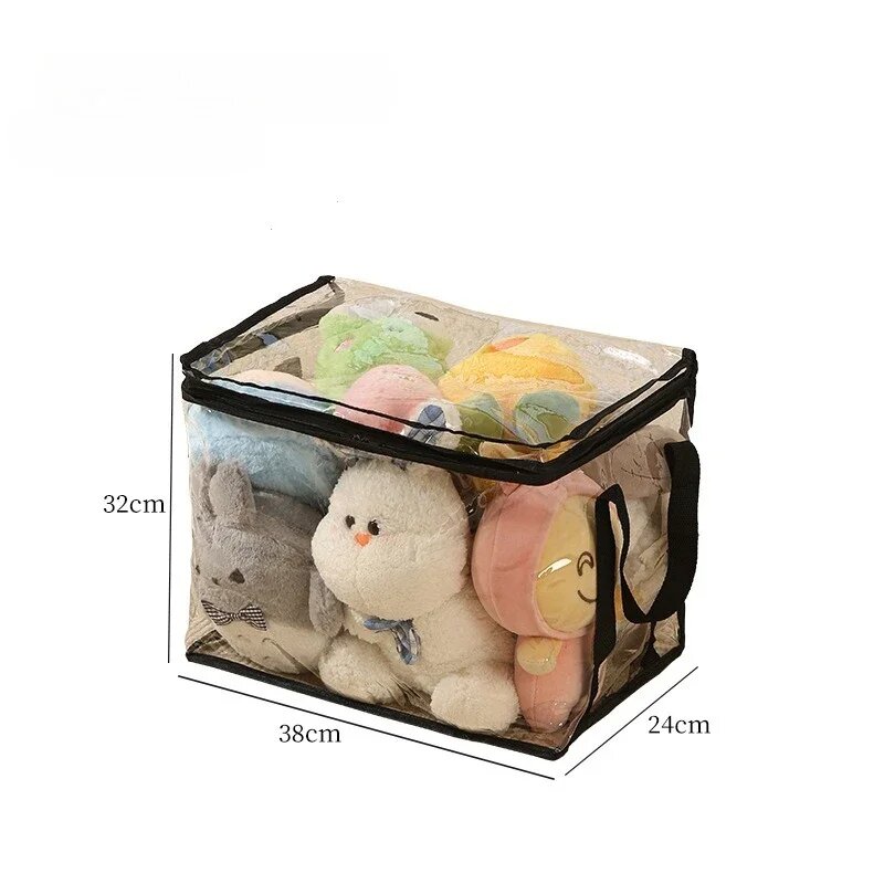 Многофункциональная сумка для хранения игрушек, бытовая портативная прозрачная кукла большой емкости, водонепроницаемая пластиковая корзина-органайзер для книг