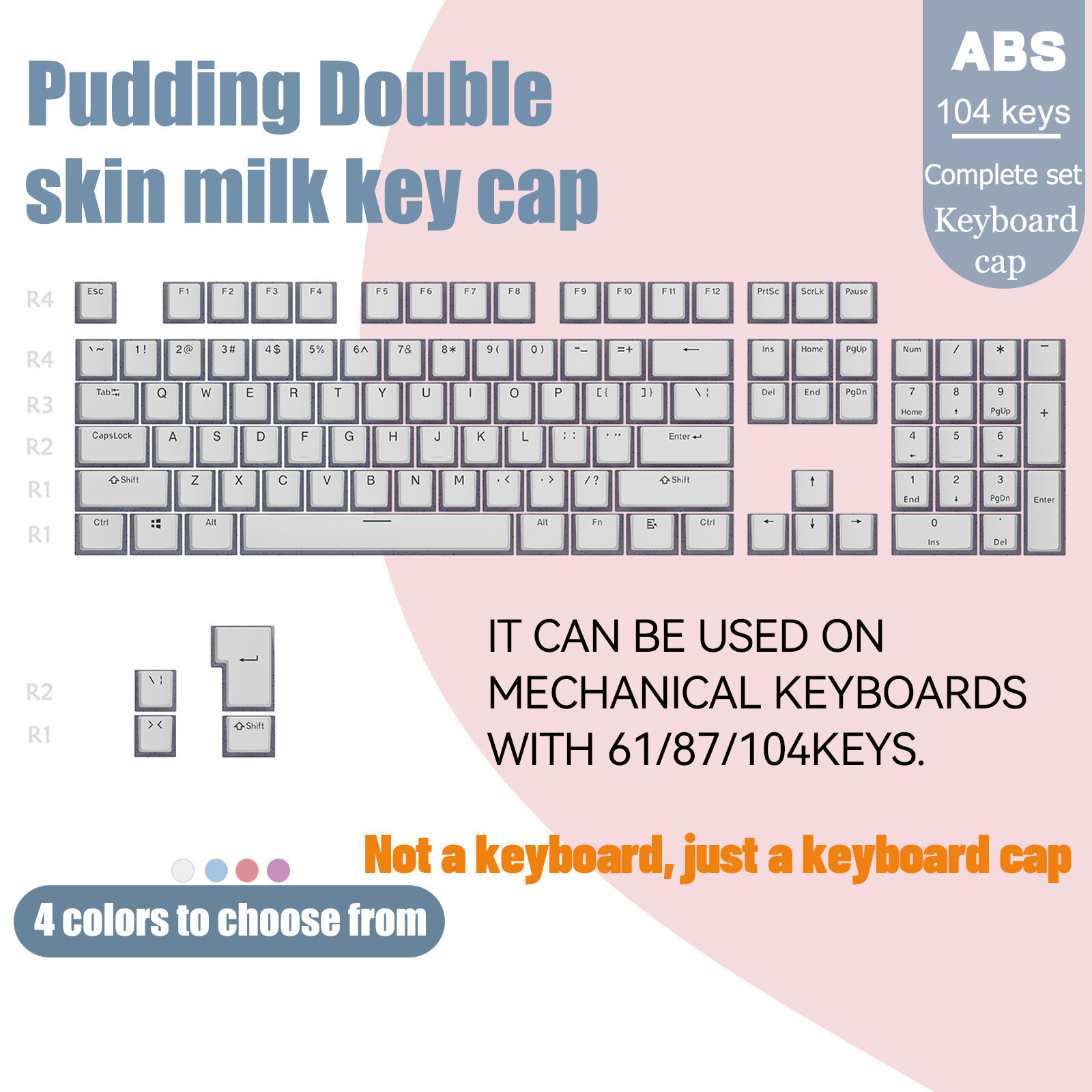 PBT Двухслойный Пудинг Крем Закрытый Персонаж Прозрачный 1048761 Клавиша Механическая Клавиатура Универсальный Кейкап