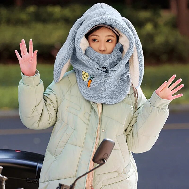 Флисовый чехол для шлема с ушками кролика Серый, gray blue