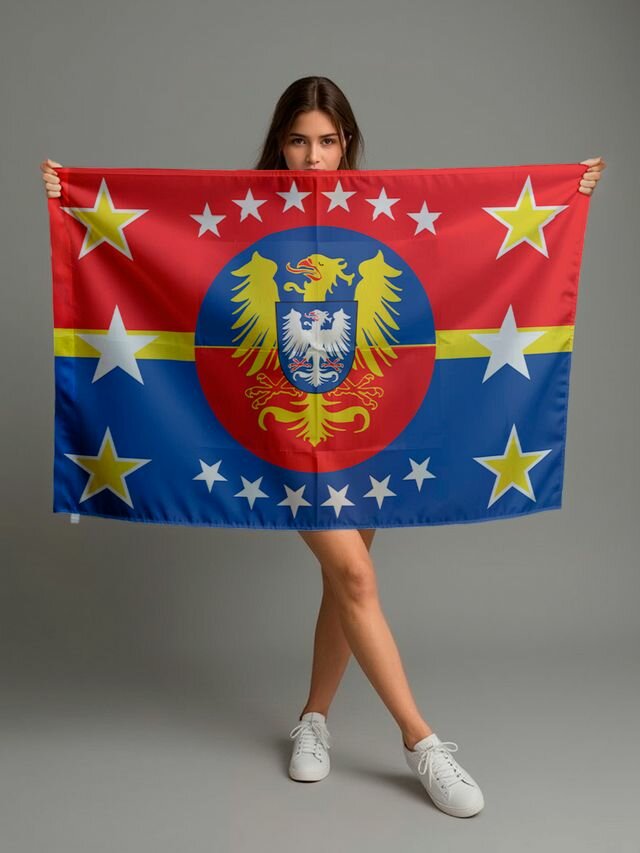 Альтернативный флаг Польской империи, 70х105 см на шёлке для ручного древка