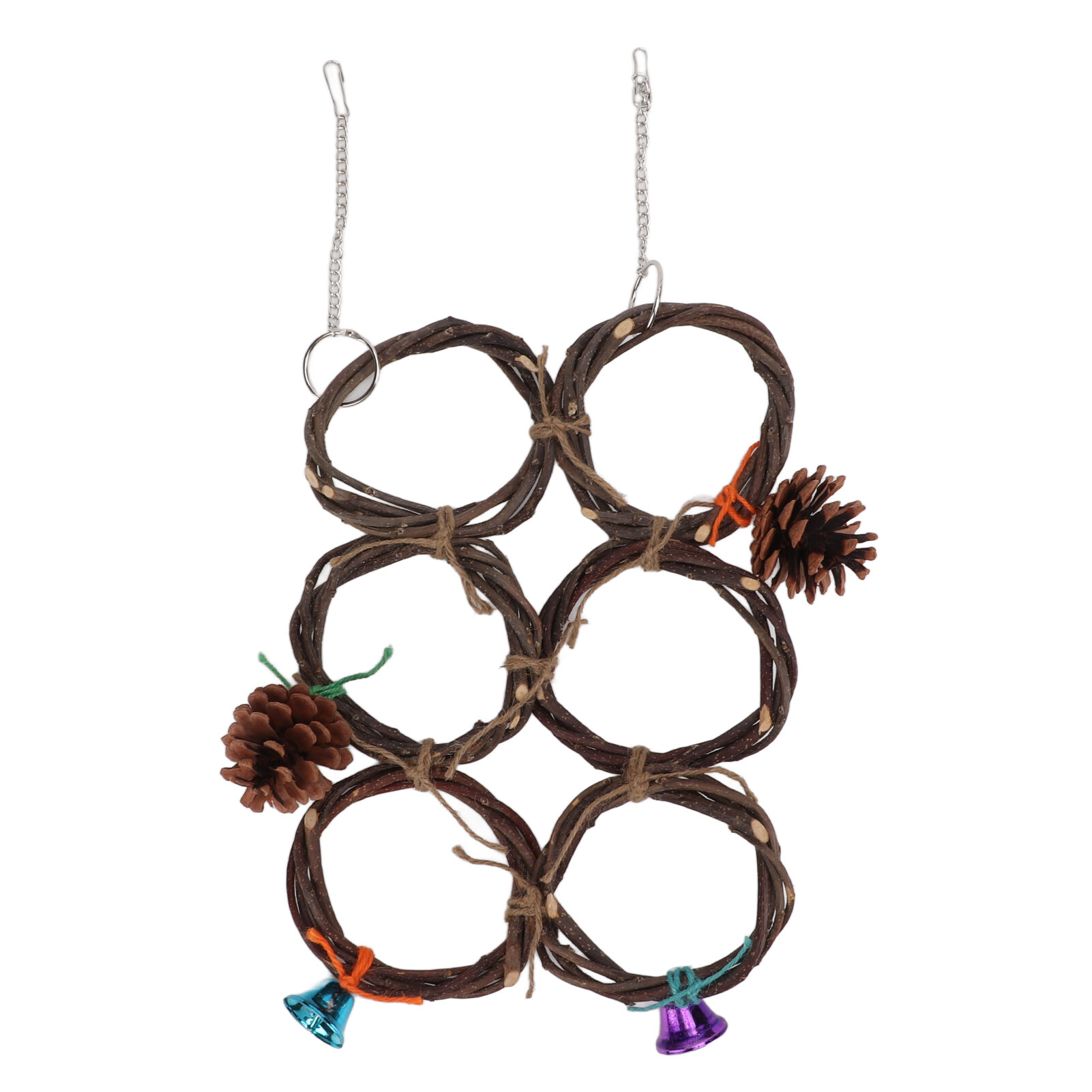 Игрушка-качели в виде птицы, деревянные качели-попугай, круг, кольцо, сетка для скалолазания с колокольчиками, 6 колец