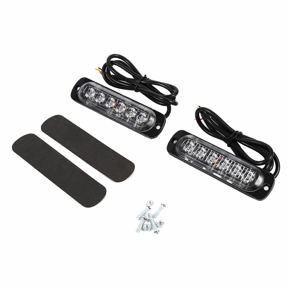 2 шт. 12 В 6 светодиодов для автомобиля, грузовика, аварийного предупреждения, стробоскоп, мигающая лампа синего цвета