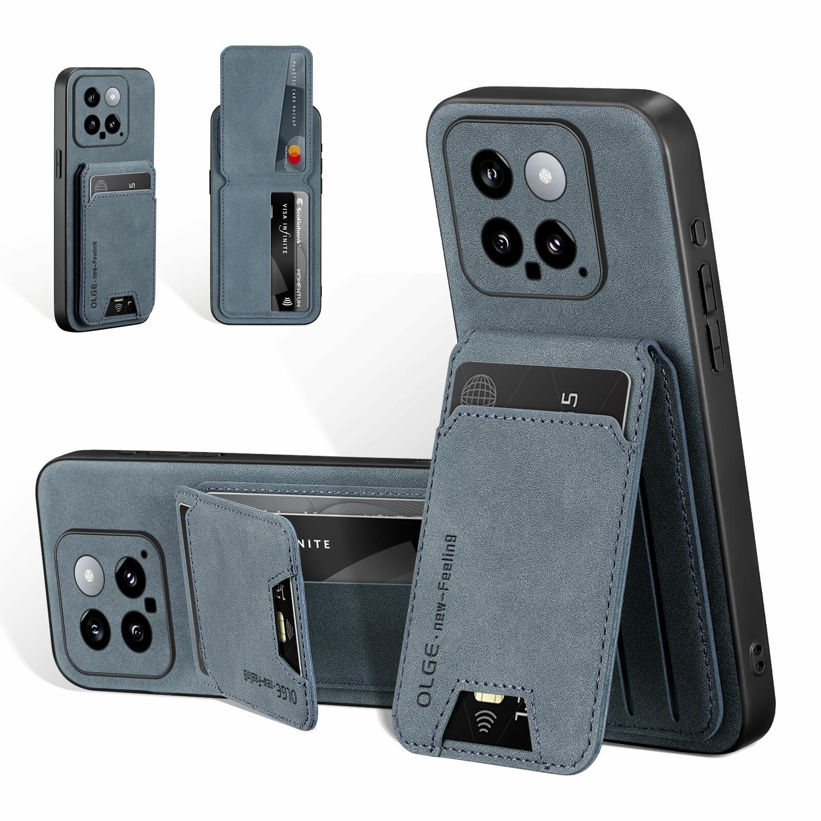 Картхолдер мужской на Xiaomi 14(Сяоми 14) с MagSafe-Чехол бумажник