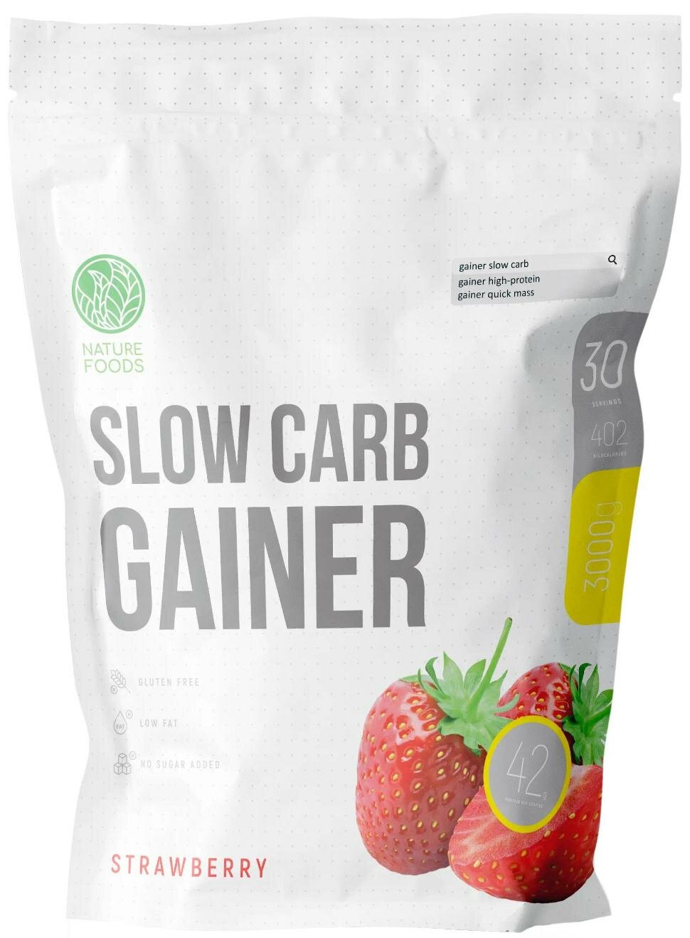 Nature Foods Slow Carb Gainer 1000 гр (клубника)