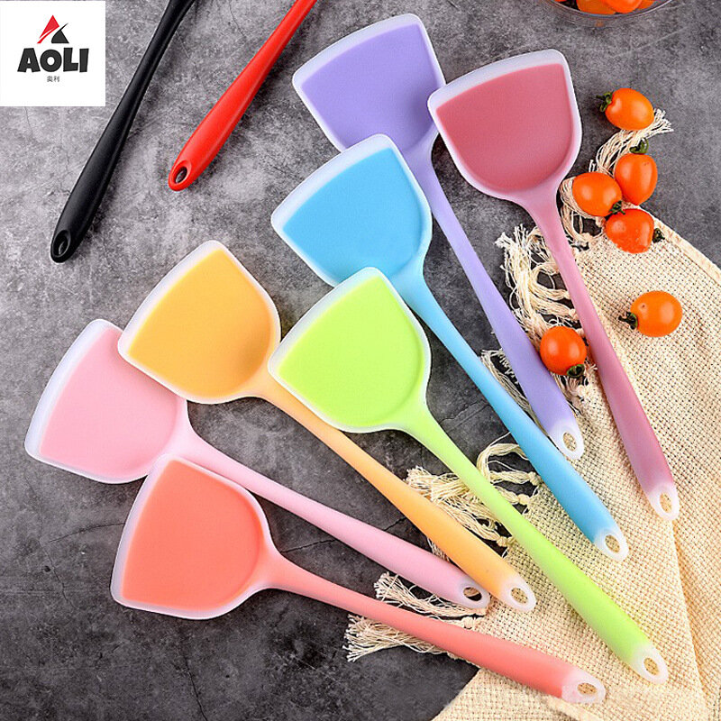 Утолщенная силиконовая лопатка для кухни, устойчивая к высоким температурам, антипригарная лопатка для готовки, домашняя силиконовая китайская лопатка
