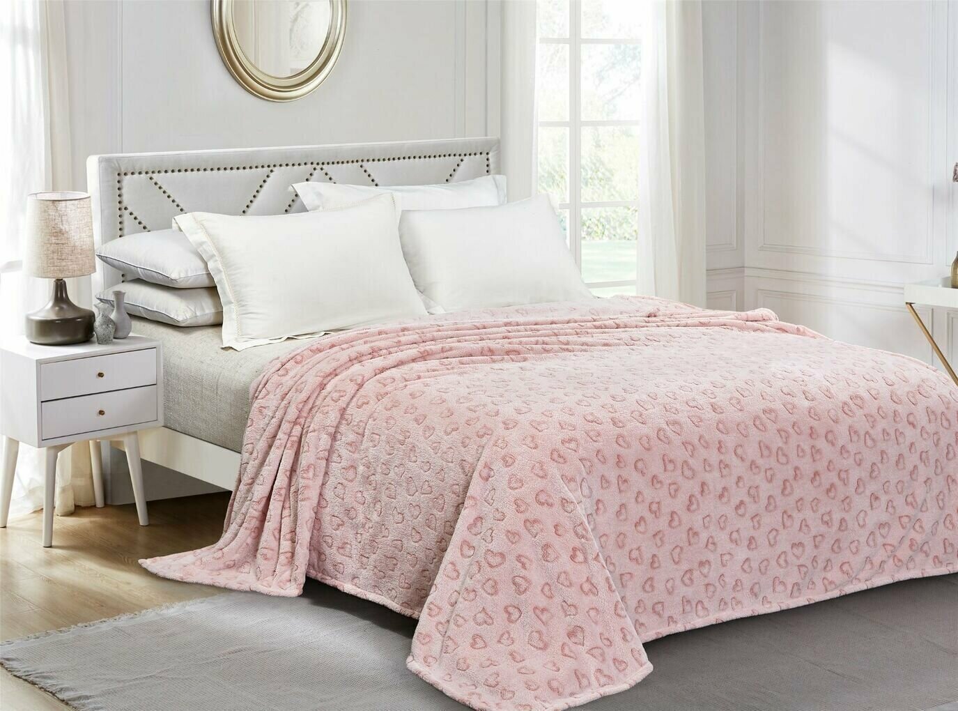 Плед велсофт сердечки евро 200x220