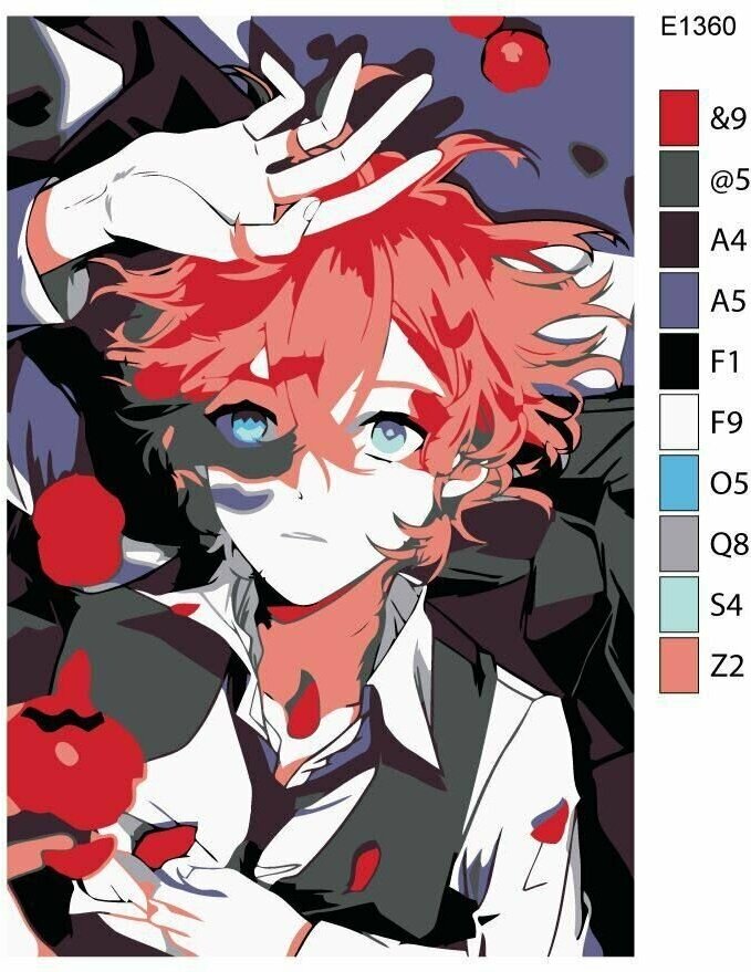 Детская картина по номерам E1360 "Аниме Великий из бродячих псов. Чуя Накахара" 20x30