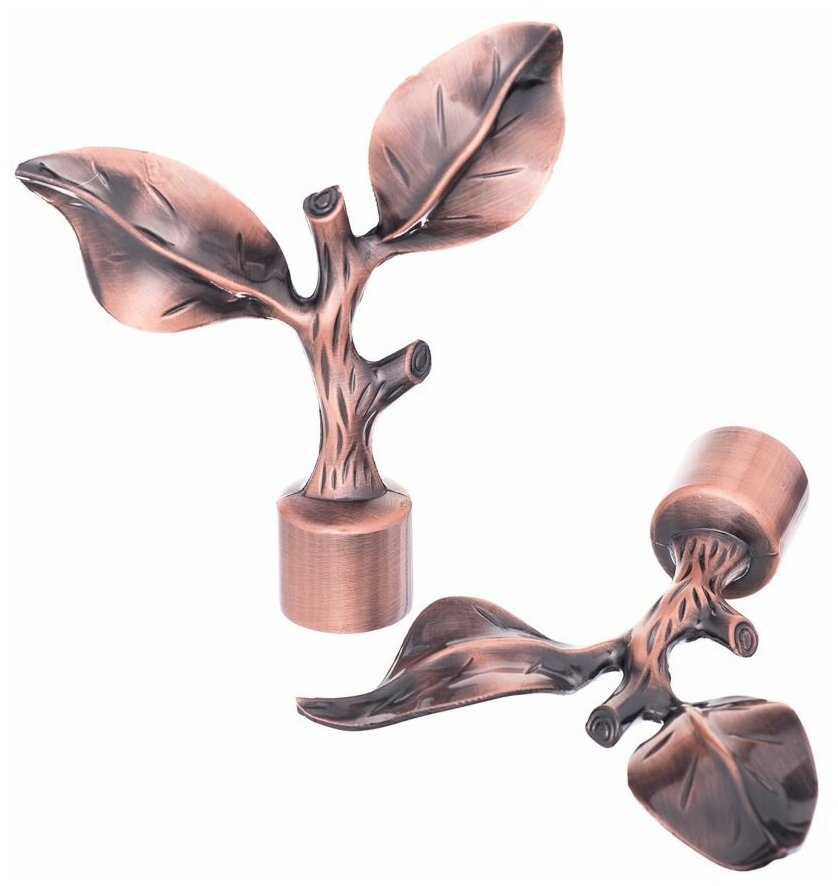 Наконечники для карниза OLEXDECO «Ветка большая» для труб диаметром 16 мм. Медь