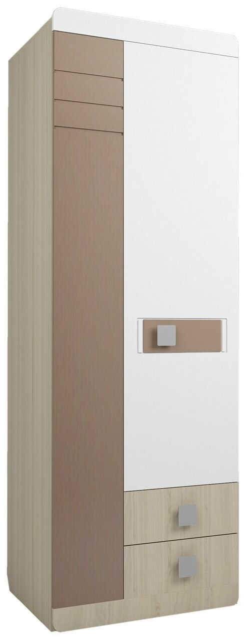 Шкаф для одежды Луиза ШК-2 туя светлая/кофе с молоком/белый глянец