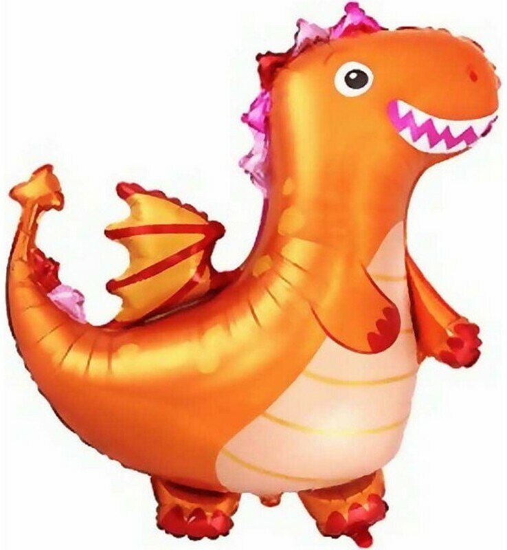 Фольгированная фигура с гелием - Дракон оранжевый (91 см)