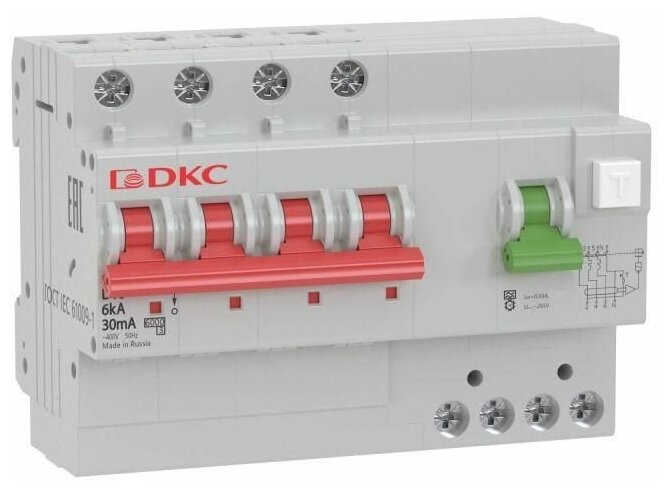 Выключатель автоматический дифференциального тока 4п (3P+N) C 63А 100мА тип A 6кА MDV63 YON MDV63-43C63-A