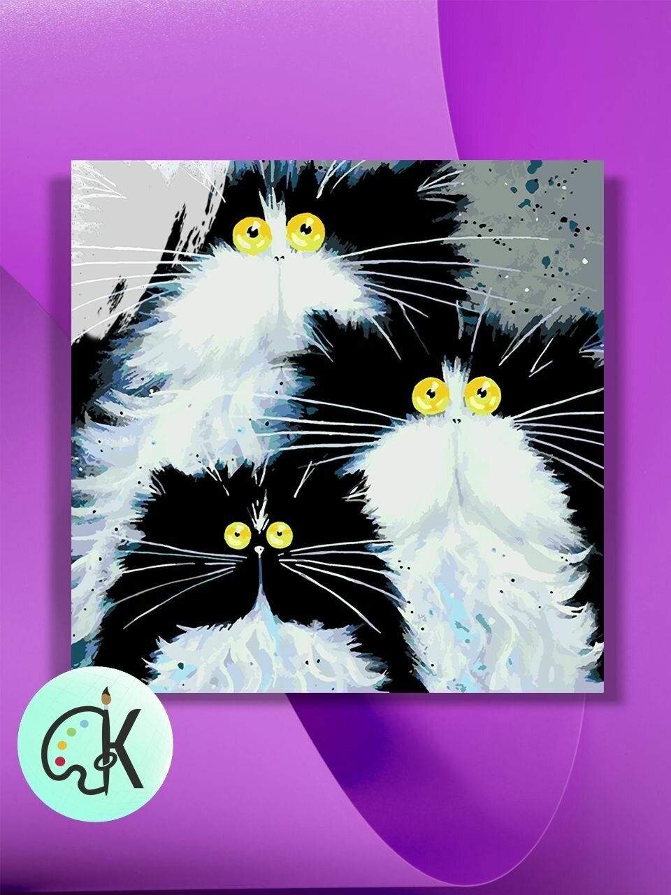 Картина по номерам на холсте Три черных кота, 40 х 40 см