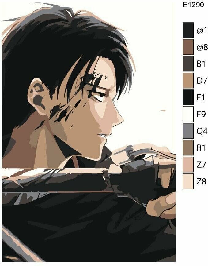 Детская картина по номерам E1290 "Аниме Атака Титанов. Леви Аккерман" 20x30