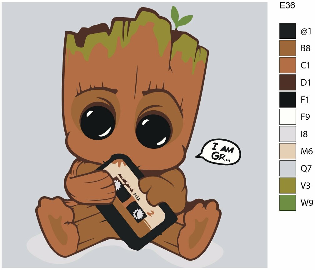 Детская Картина по номерам E36 " Грут" 30x30