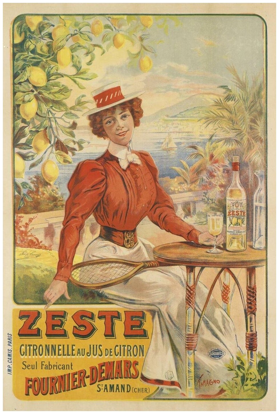 Постер / Плакат / Картина Афиша - Дама с бокалом 40х50 см в подарочном тубусе