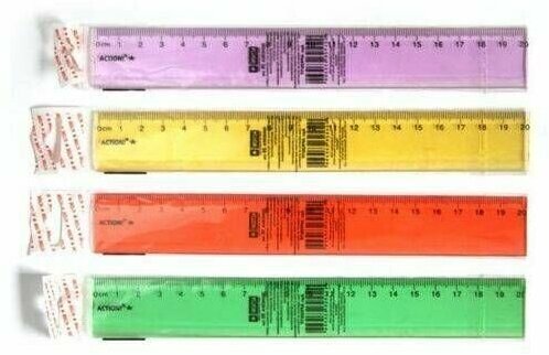 Линейка тонированная, 20см-4 штуки