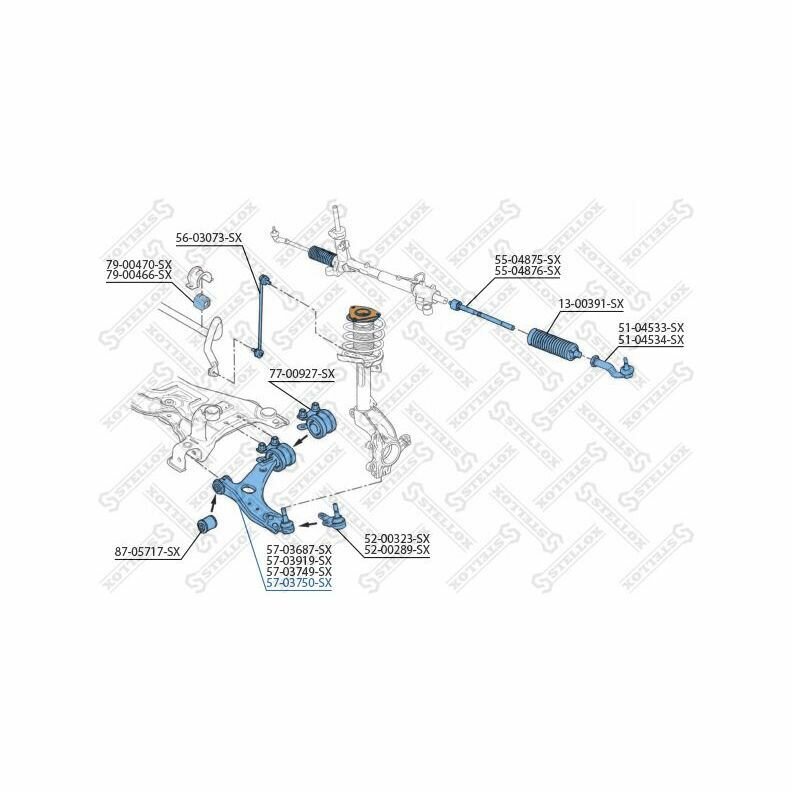 Рычаг нижний правый! D21 Ford Focus/C-Max 1.4-2.5/1.6TDCi 03>, STELLOX 5703750SX