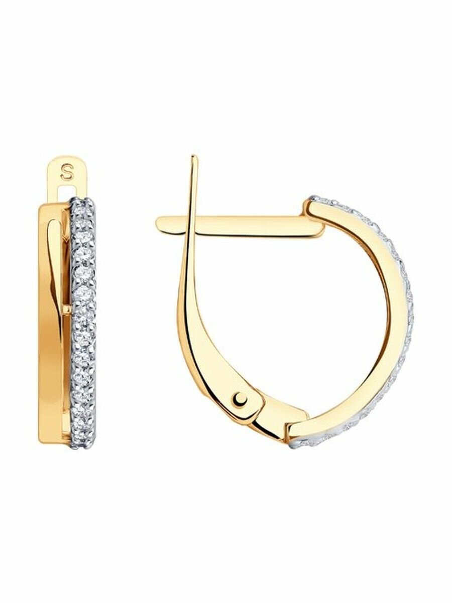 Серьги, красное золото, 375 проба, фианит