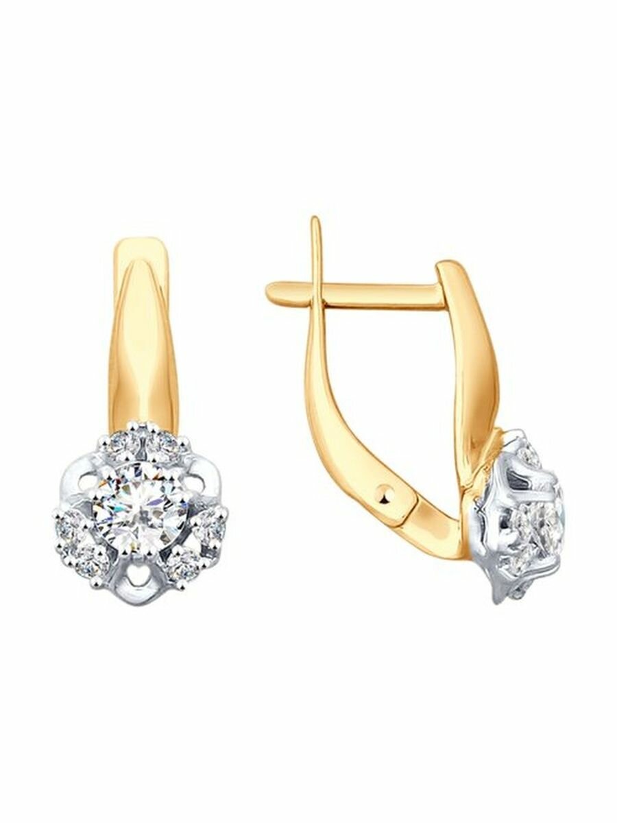 Серьги, красное золото, 375 проба, фианит