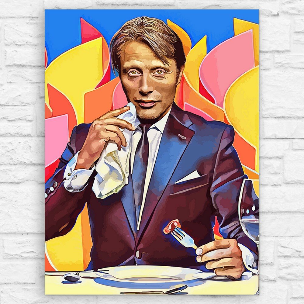 Картина по номерам на холсте сериал Ганнибал (Hannibal, Мэдс Миккельсен) - 15048 В 30x40