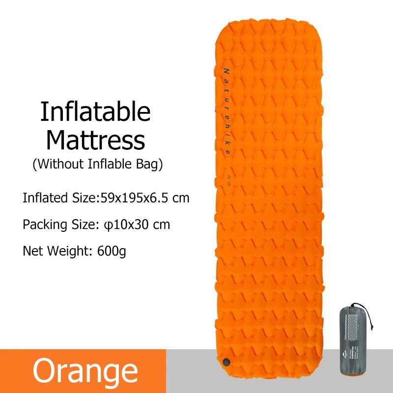 Надувной коврик Naturehike оранжевый 195x59 см, 550 г