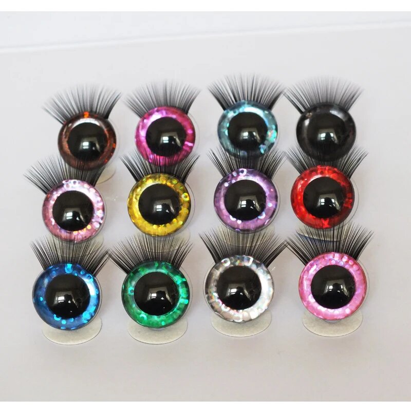 20 шт, 12-30 мм, 3D разноцветные защитные игрушечные глаза + ресницы для амигуруми, вязаная крючком мягкая игрушка