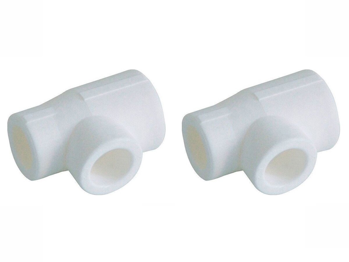 Тройник полипропиленовый, белый, 32х20х25, переходной, (2 шт)