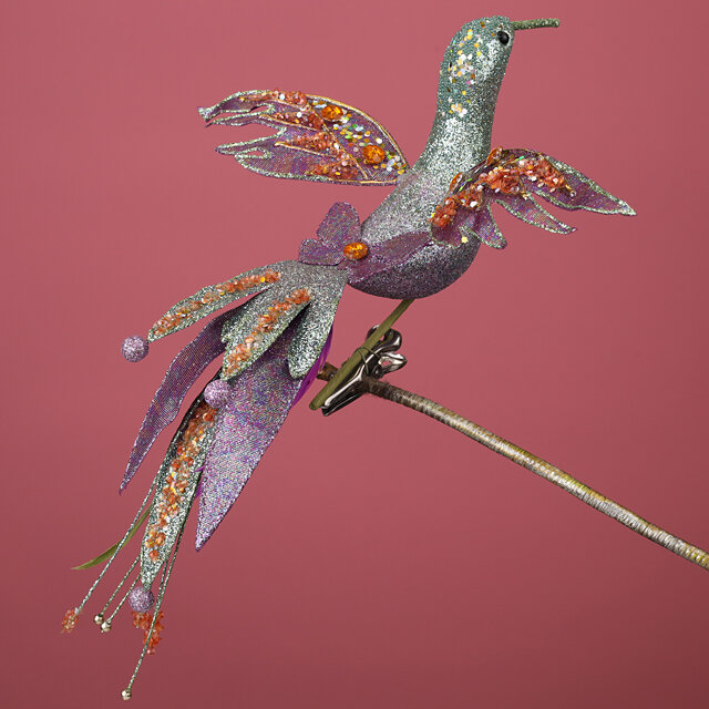 Елочная игрушка Птичка Венеция 33 см фиолетовый, клипса, Winter Deco, 2007671