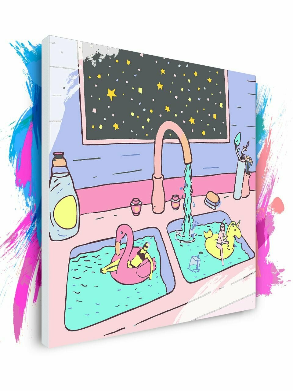 Картина по номерам на холсте Бассейн в раковине, 50 х 50 см