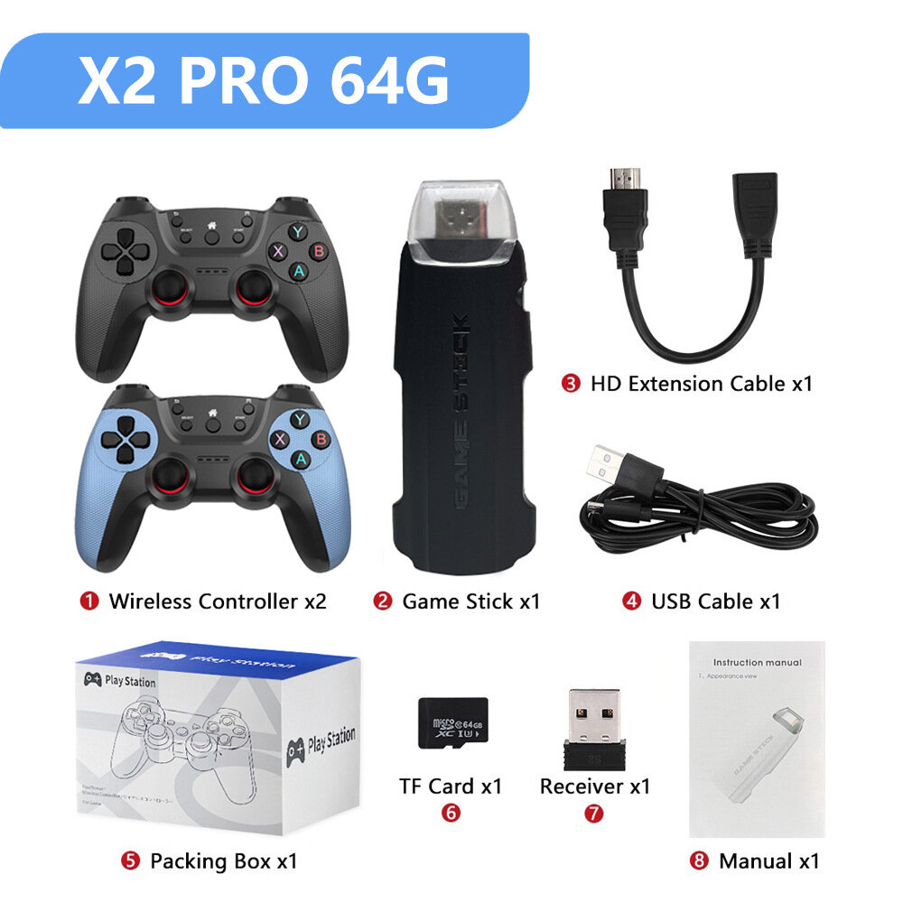 Новая игровая консоль x2 pro, домашняя беспроводная 4K HD, игровая консоль X2, двойной аркадный HDMI GD10