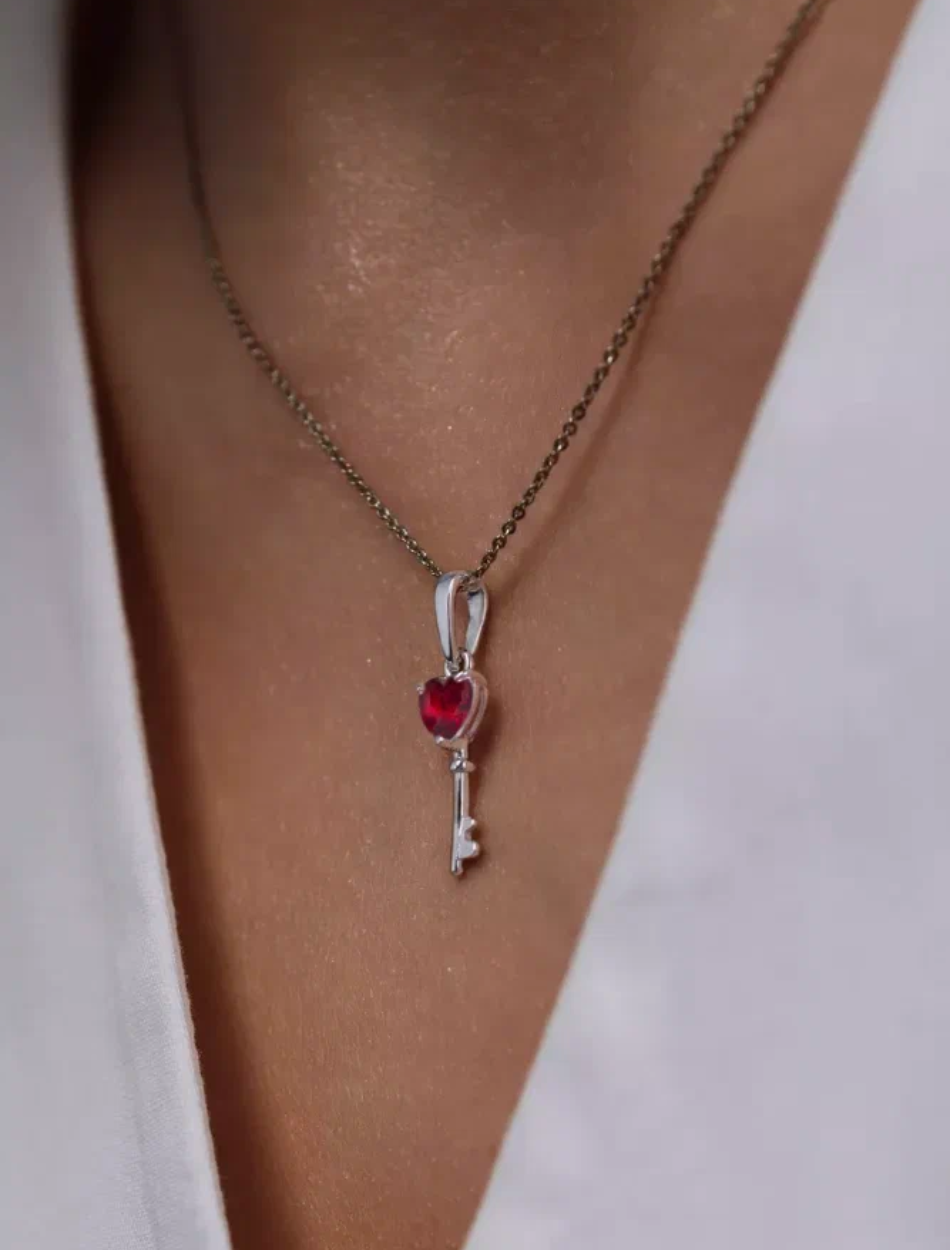 Подвеска, серебро, 925 проба, родирование, гранат синтетический