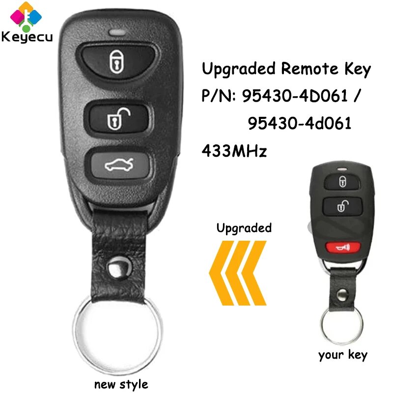 Модернизированный автомобильный ключ с дистанционным управлением KEYECU с 3 + 1 4 кнопками, 433 МГц для Kia Carnival 2006 2007 2008 2009 2010-2013, брелок 95430-4d061