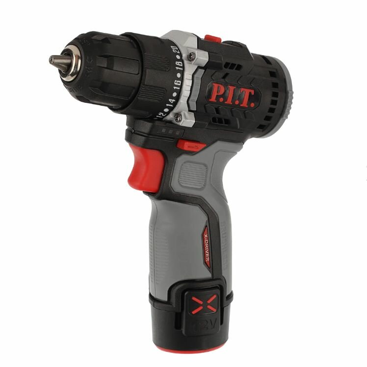 Шуруповерт аккумуляторный бесщеточный P.I.T. PBM12K-10B/2, 2х1,5 Ач 12 В