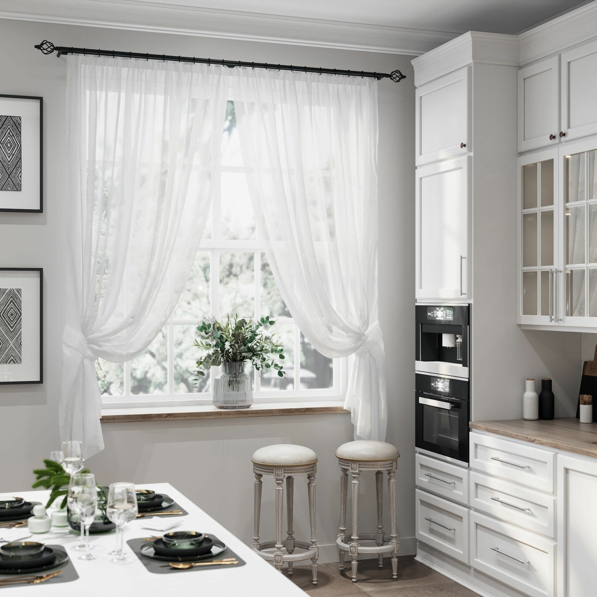 Шторы для кухни Иола белый